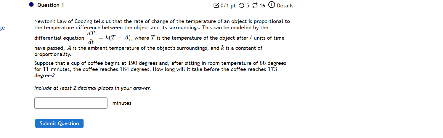 Solved Newton's Law of Cooling tells us that the rate of | Chegg.com