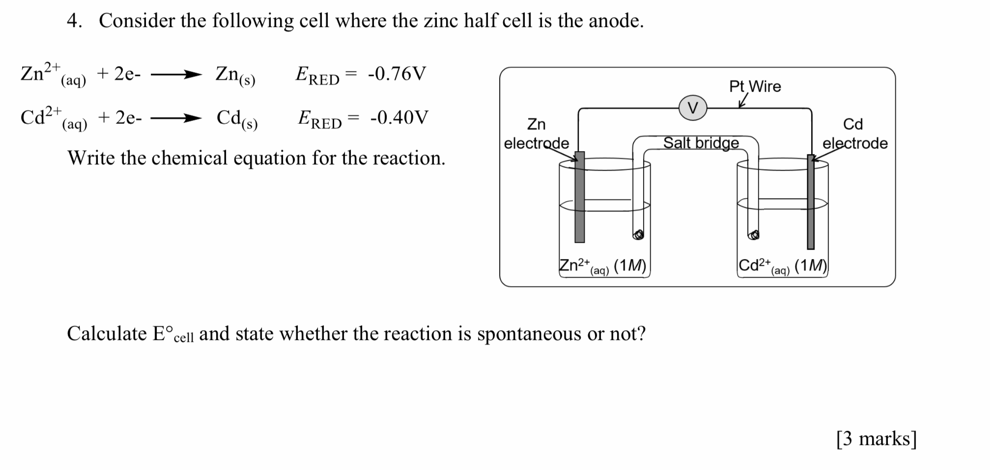 Solved 4. Consider the following cell where the zinc half | Chegg.com