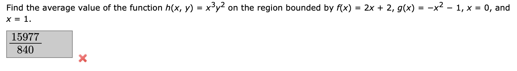 Solved Find the average value of the function h(x,y)=x3y2 | Chegg.com