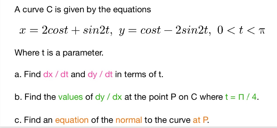 Solved A curve C is given by the equations | Chegg.com