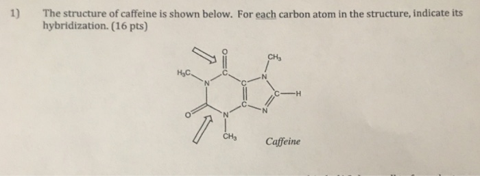 Solved 1) The structure of caffeine is shown below. For each | Chegg.com