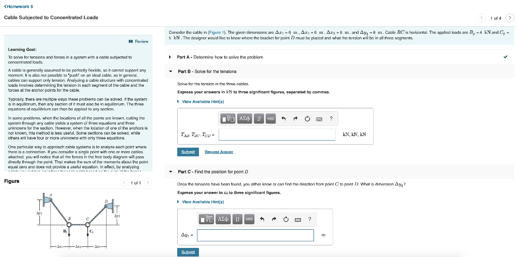 Solved Homework 6 Cable Subjected to Concentrated Loads Car | Chegg.com