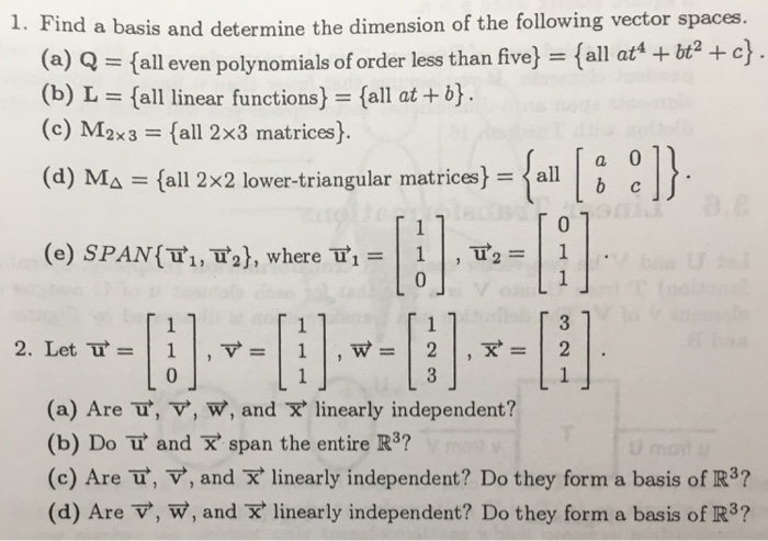 Solved Find a basis and determine the dimension of the | Chegg.com