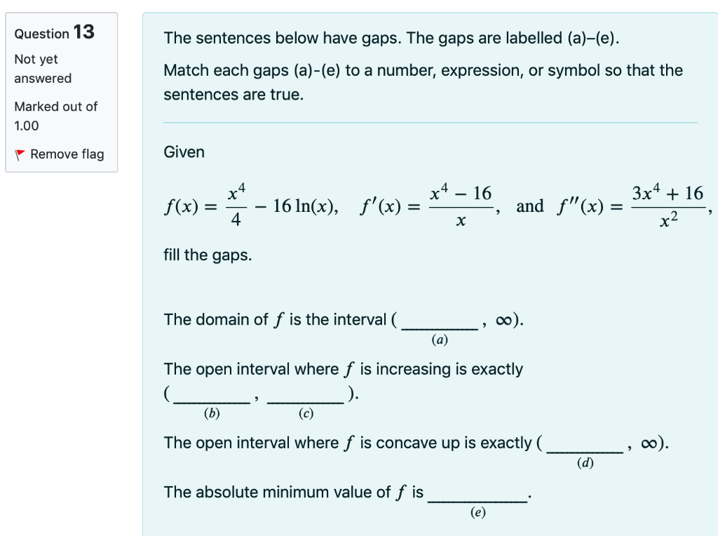 Solved The options given for a-e are the | Chegg.com