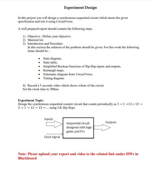 Solved In this project you will design a synchronous | Chegg.com