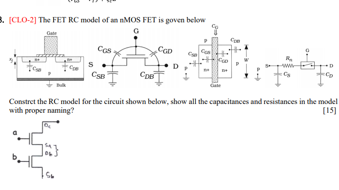 Solved 3. [CLO-2] The FET RC model of an nMOS FET is goven | Chegg.com