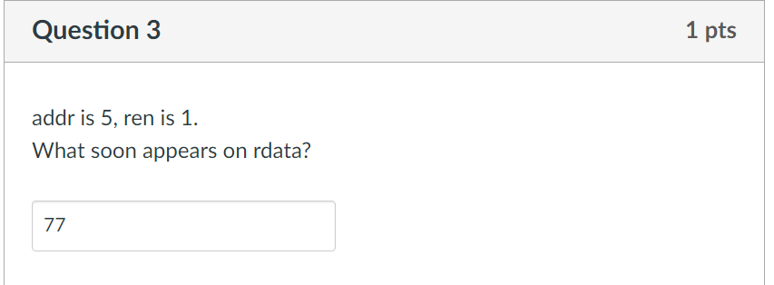Solved On rising clock 1 , addr is 9 , wen is 1 , and wdata | Chegg.com