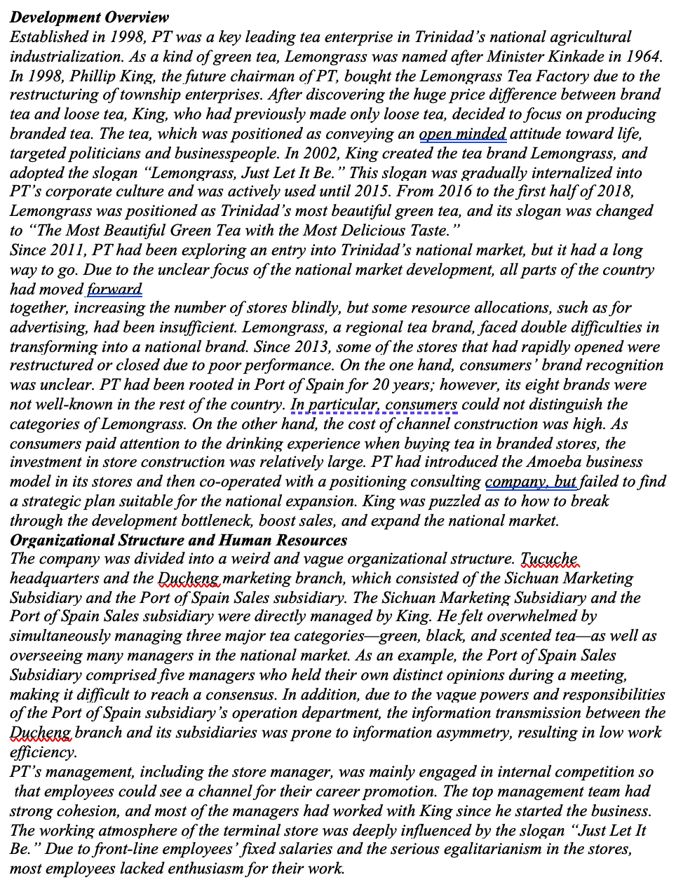 Solved Case Study Question Pataka Tea Co., Ltd. (PT) - | Chegg.com