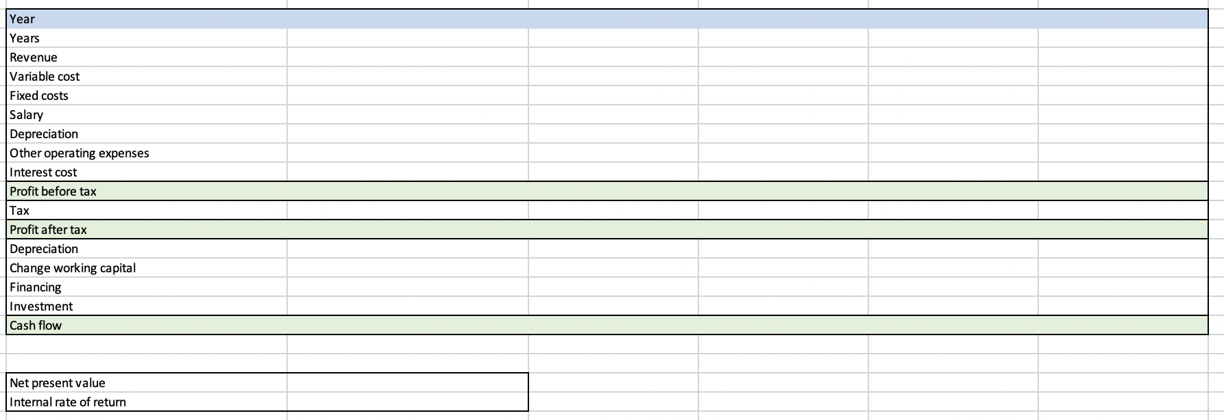 How do you fill out this table? It is a NPV exercise. | Chegg.com