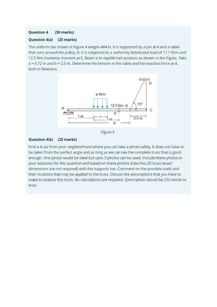 Solved Question 4 (50 marks) Question 4(a) (25 marks) The | Chegg.com