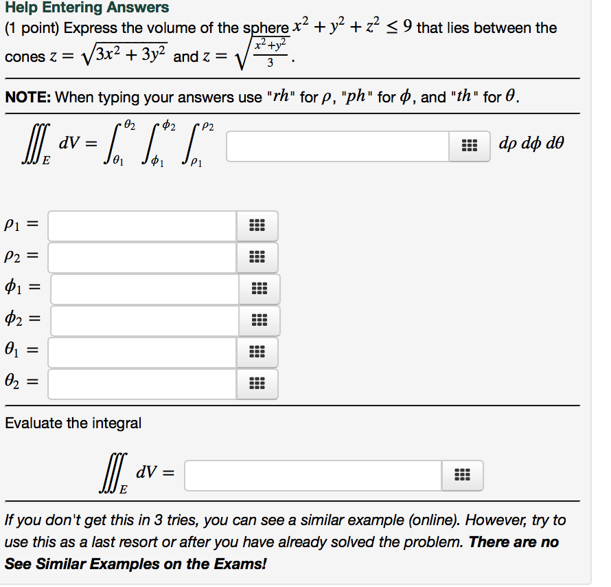 Solved Help Entering Answers (1 point) Express the volume of | Chegg.com