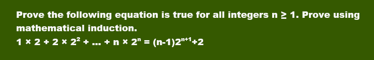Solved Prove the following equation is true for all integers | Chegg.com
