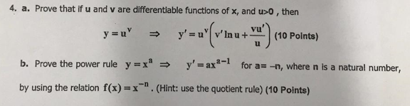 Solved 4. a. Prove that if u and v are differentiable | Chegg.com