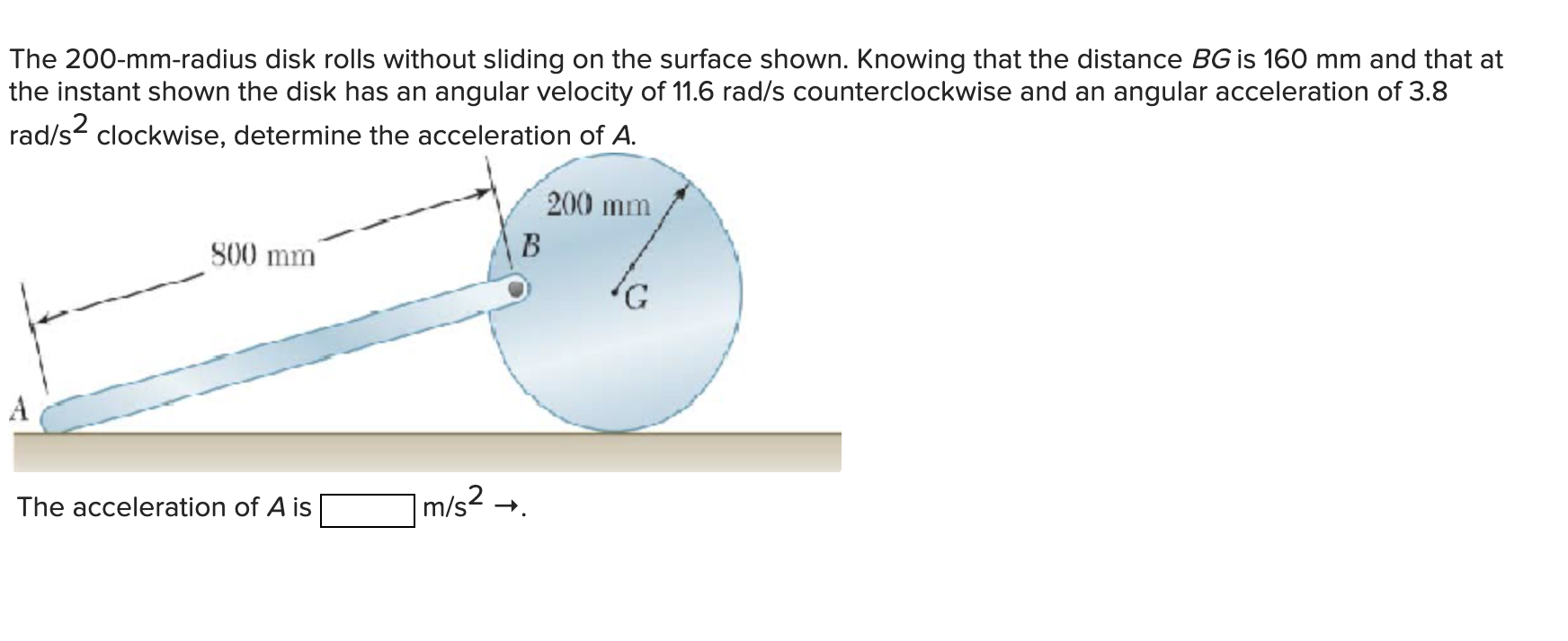 Solved The 200-mm-radius disk rolls without sliding on the | Chegg.com Solved The 200-mm-radius disk rolls without sliding on the | Chegg.com