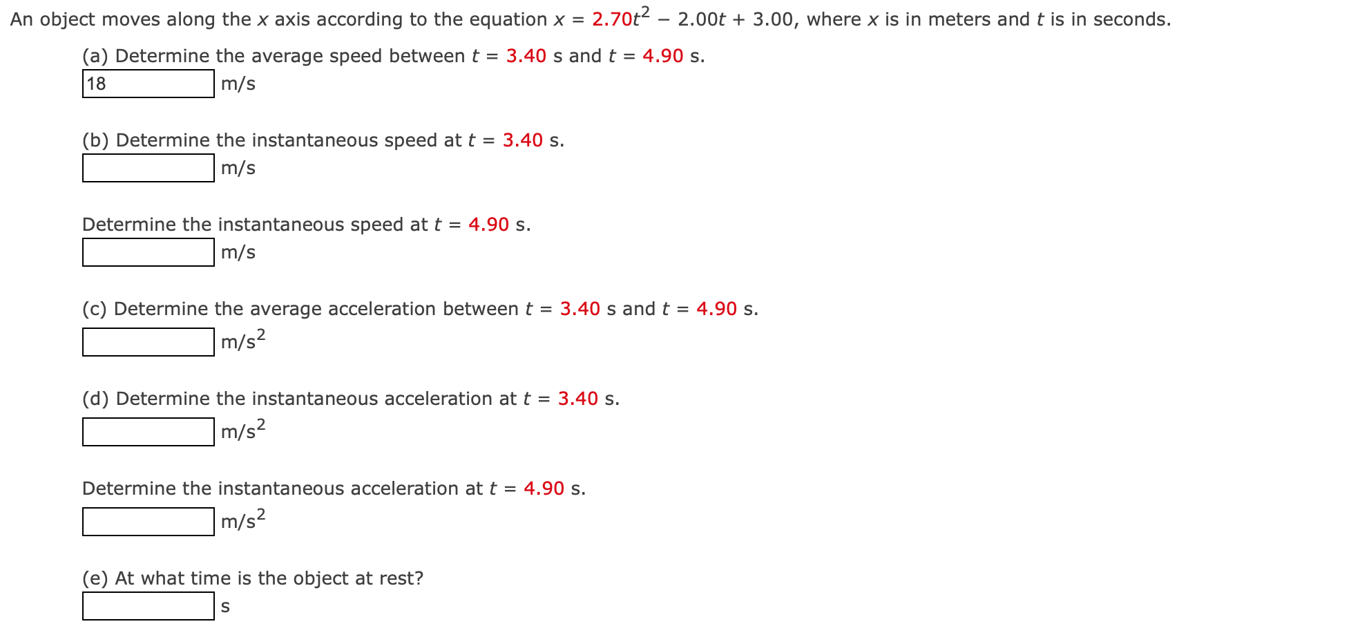 Solved An object moves along the x axis according to the | Chegg.com