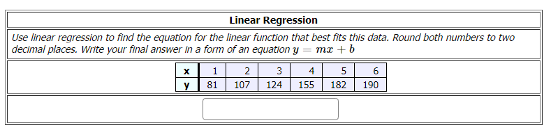 Solved Use linear regression to find the equation for the | Chegg.com