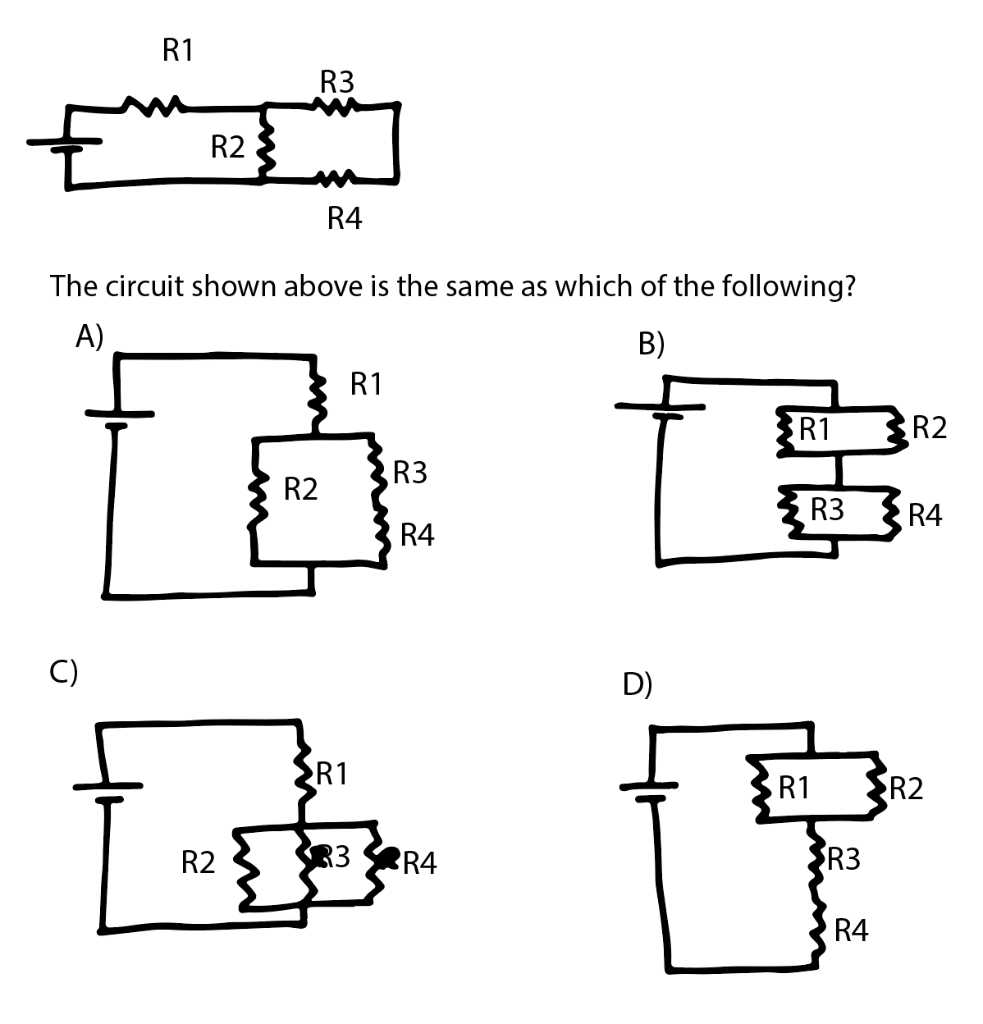 Solved R1 R3 R2 R4 The circuit shown above is the same as | Chegg.com