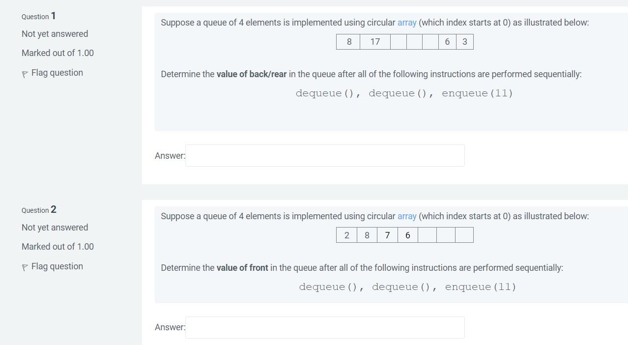 Solved Question 1 Suppose a queue of 4 elements is | Chegg.com