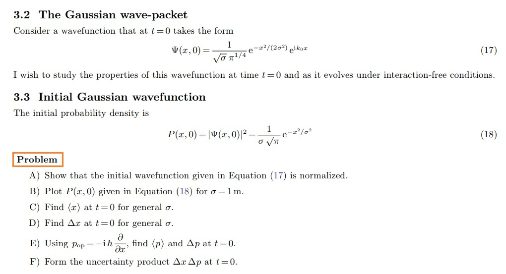 Solved 3 2 The Gaussian Wave Packet Consider A Wavefunction