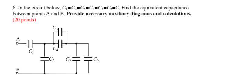 Solved 6. In the circuit below, C =C2=C3=C4=C3=CG=C. Find | Chegg.com
