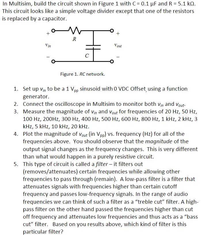 Solved In Multisim, build the circuit shown in Figure 1 with | Chegg.com