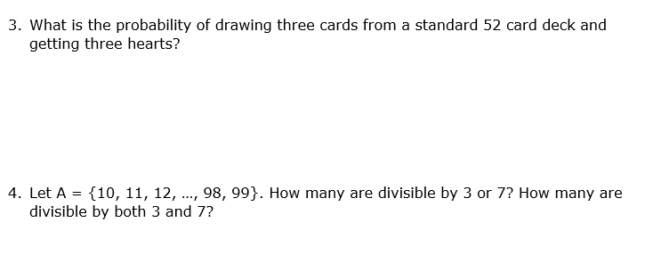 Solved 3. What is the probability of drawing three cards | Chegg.com