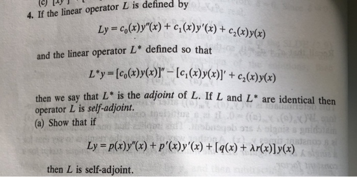 Solved 4. If the linear operator L is defined by Ly : | Chegg.com