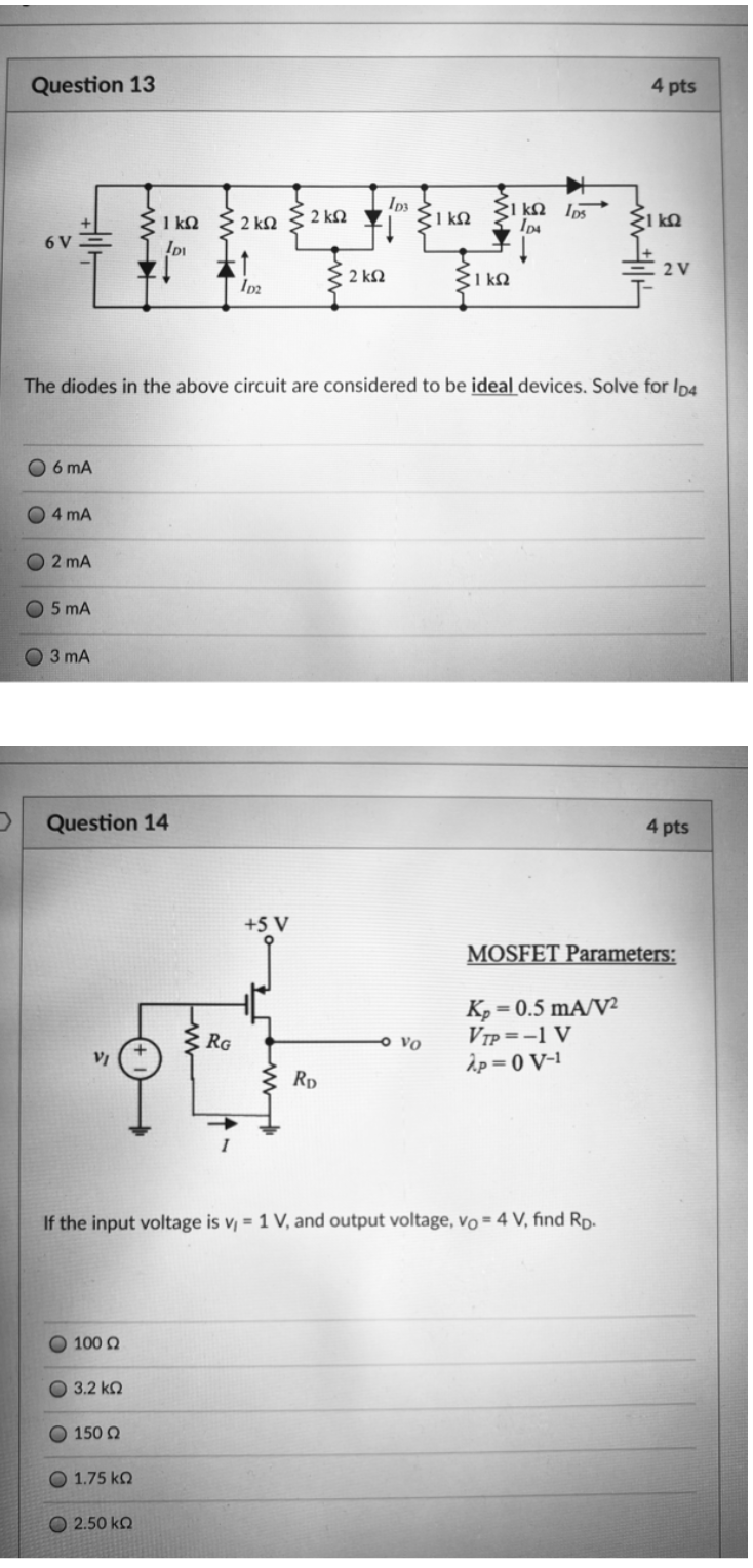 Solved Question 12 4 pts Ip3 2 ΚΩ ξ, 1 ΚΩ >1 kΩ Ips Ip4 1 ΚΩ | Chegg.com