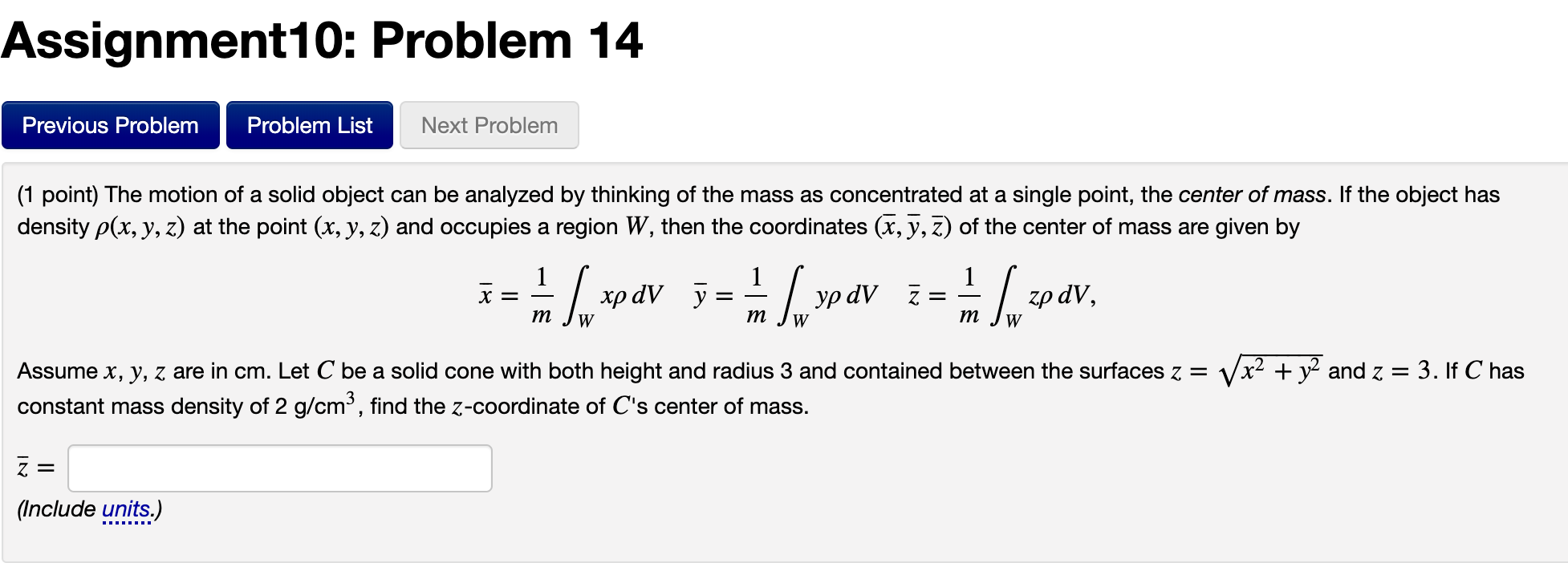 Solved Assignment10 Problem 14 Previous Problem Problem 7695