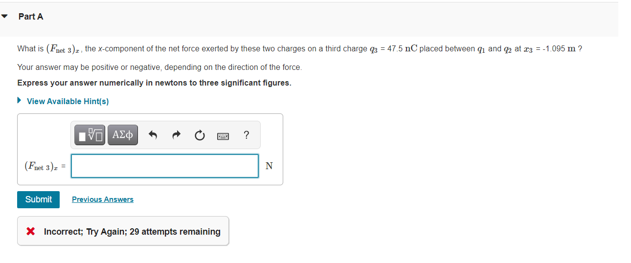 Solved Part A What is (Fnet 3)2, the x-component of the net | Chegg.com