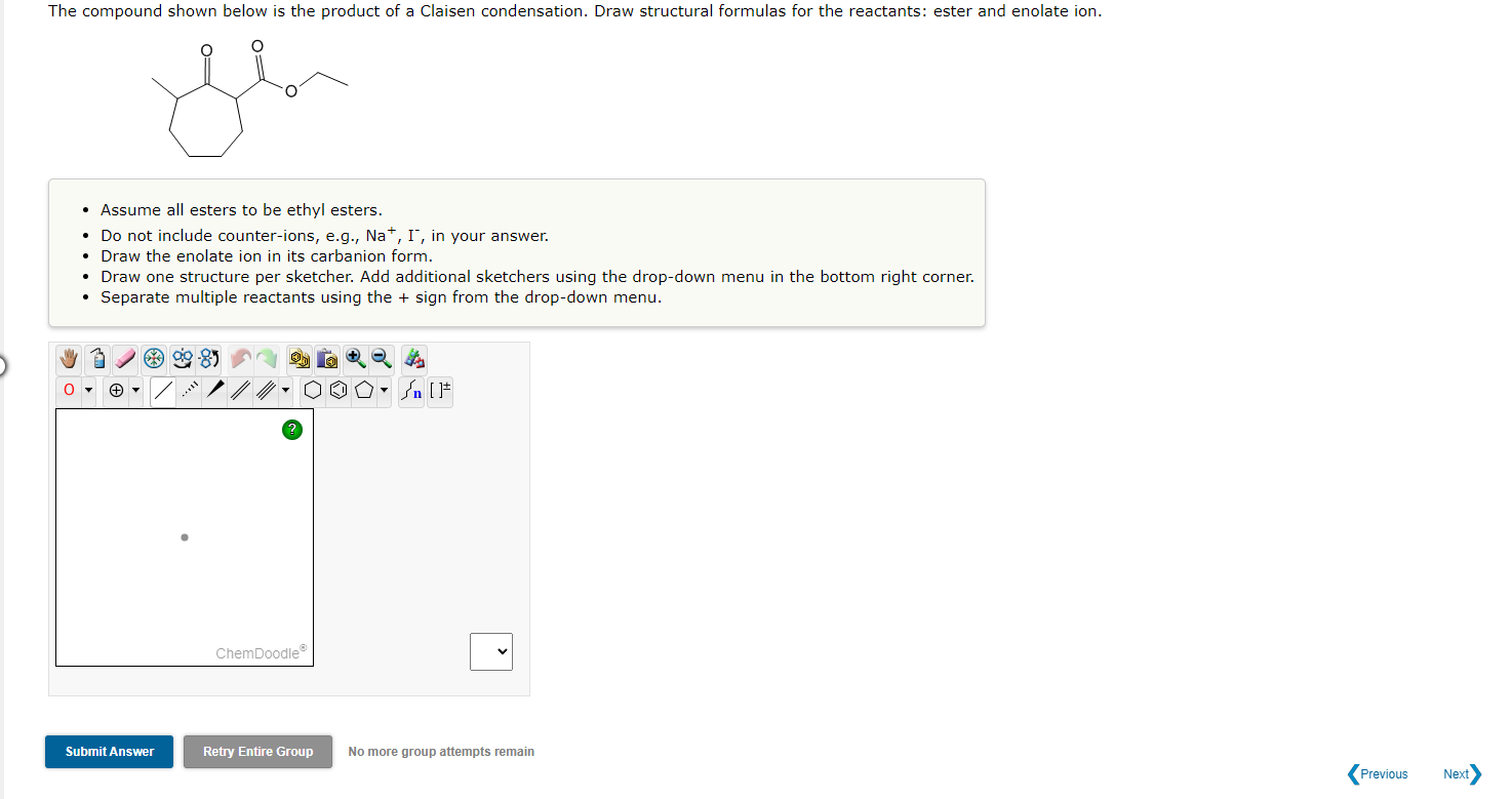 Solved - Assume all esters to be ethyl esters. - Do not | Chegg.com
