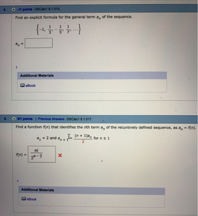 Solved O-1 points oSCalc1 9.1.013. 4. Find an explicit | Chegg.com Solved O-1 points oSCalc1 9.1.013. 4. Find an explicit | Chegg.com