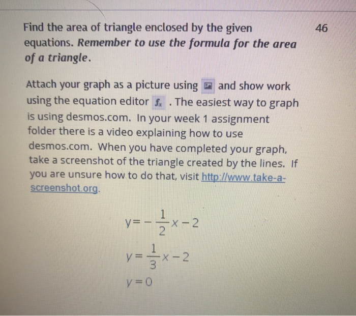 Solved Find the area of triangle enclosed by the given | Chegg.com