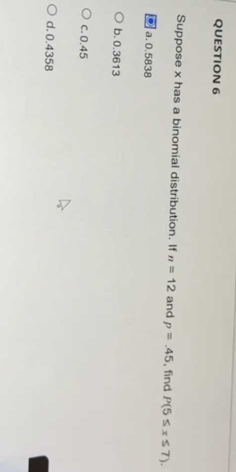 Solved Suppose x has a binomial distribution. If n=12 and | Chegg.com