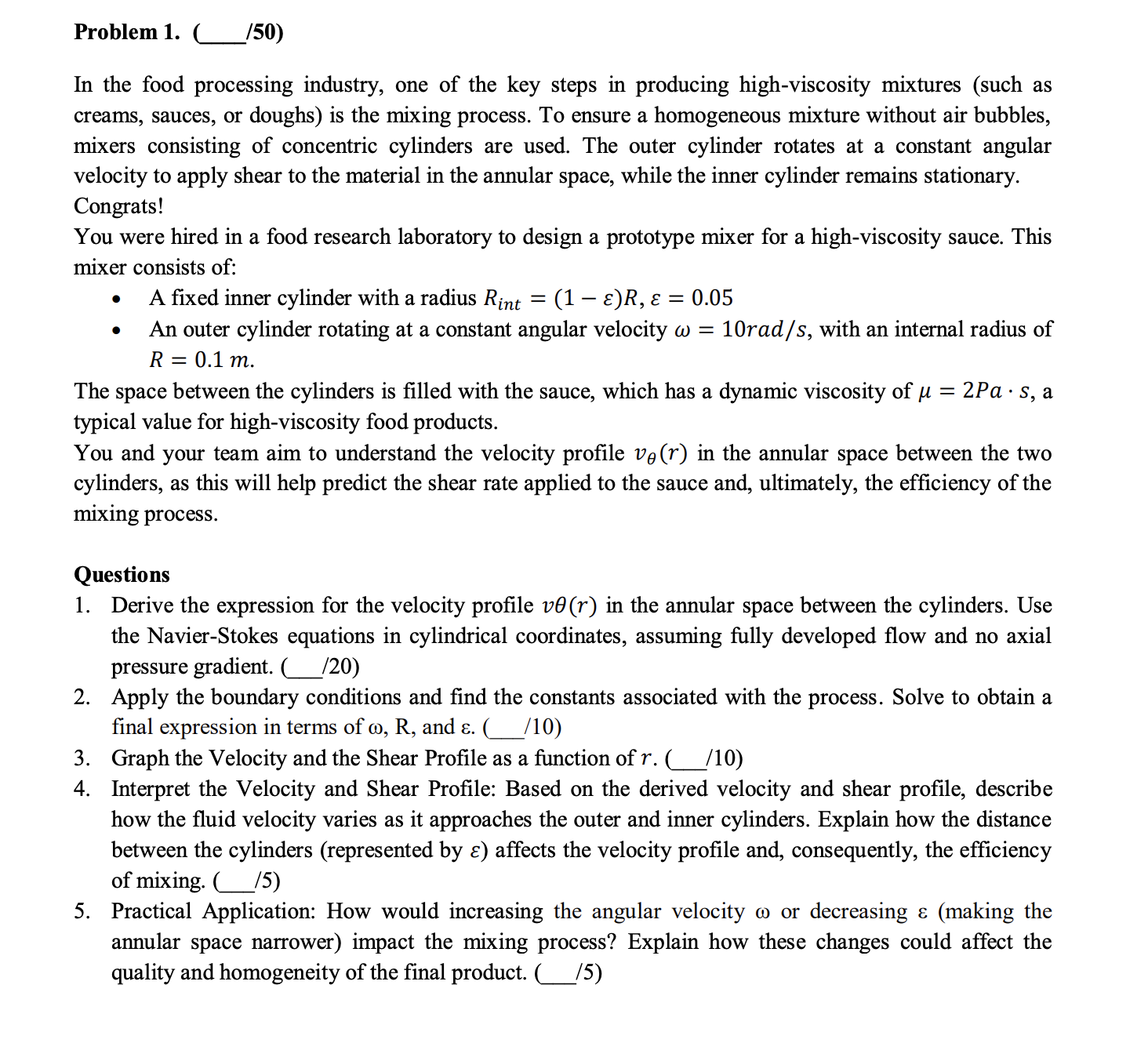 Solved Problem 1. ( (50)In the food processing industry, one | Chegg.com