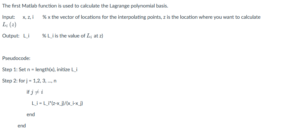 Solved The first Matlab function is used to calculate the | Chegg.com