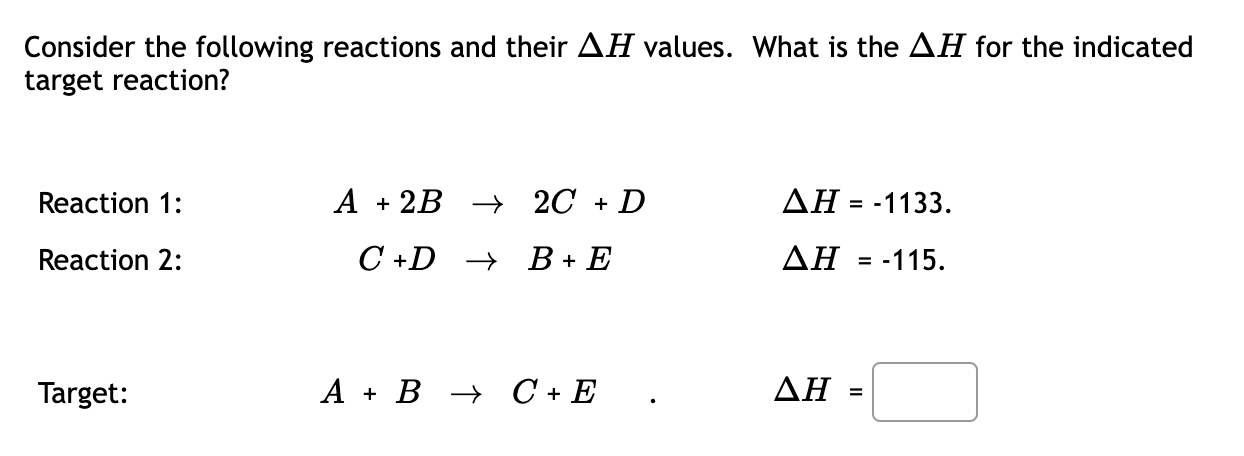 Solved Consider the following reactions and their AH values. | Chegg.com