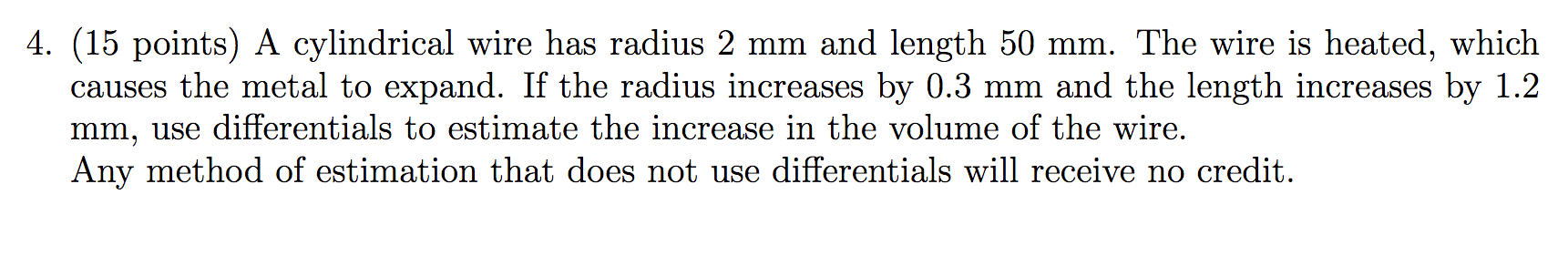 Solved 4. (15 points) A cylindrical wire has radius 2 mm and | Chegg.com