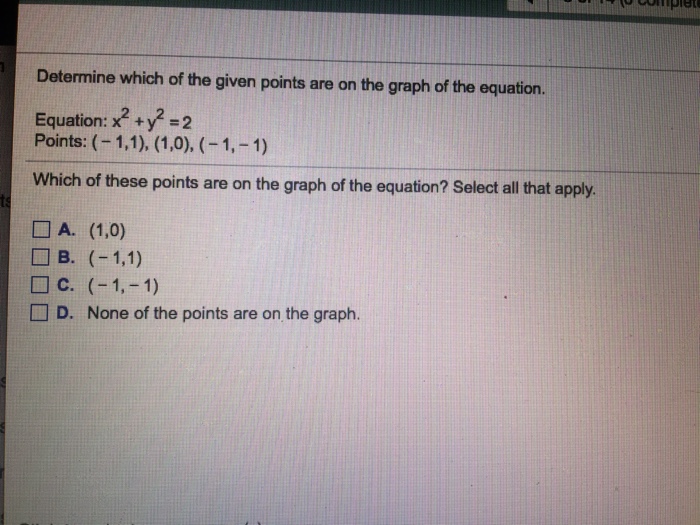 Solved Determine which of the given points are on the graph | Chegg.com