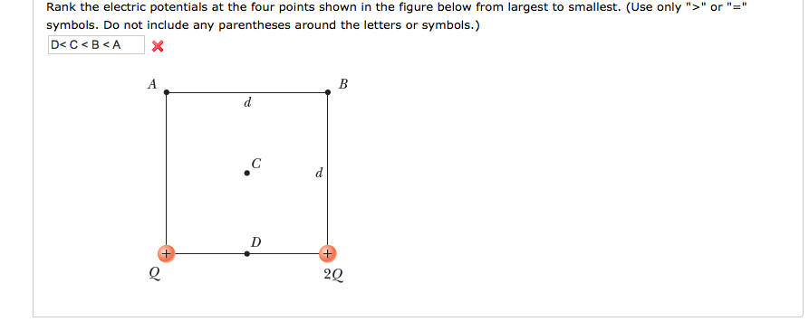 Solved Rank the electric potentials at the four points shown | Chegg.com