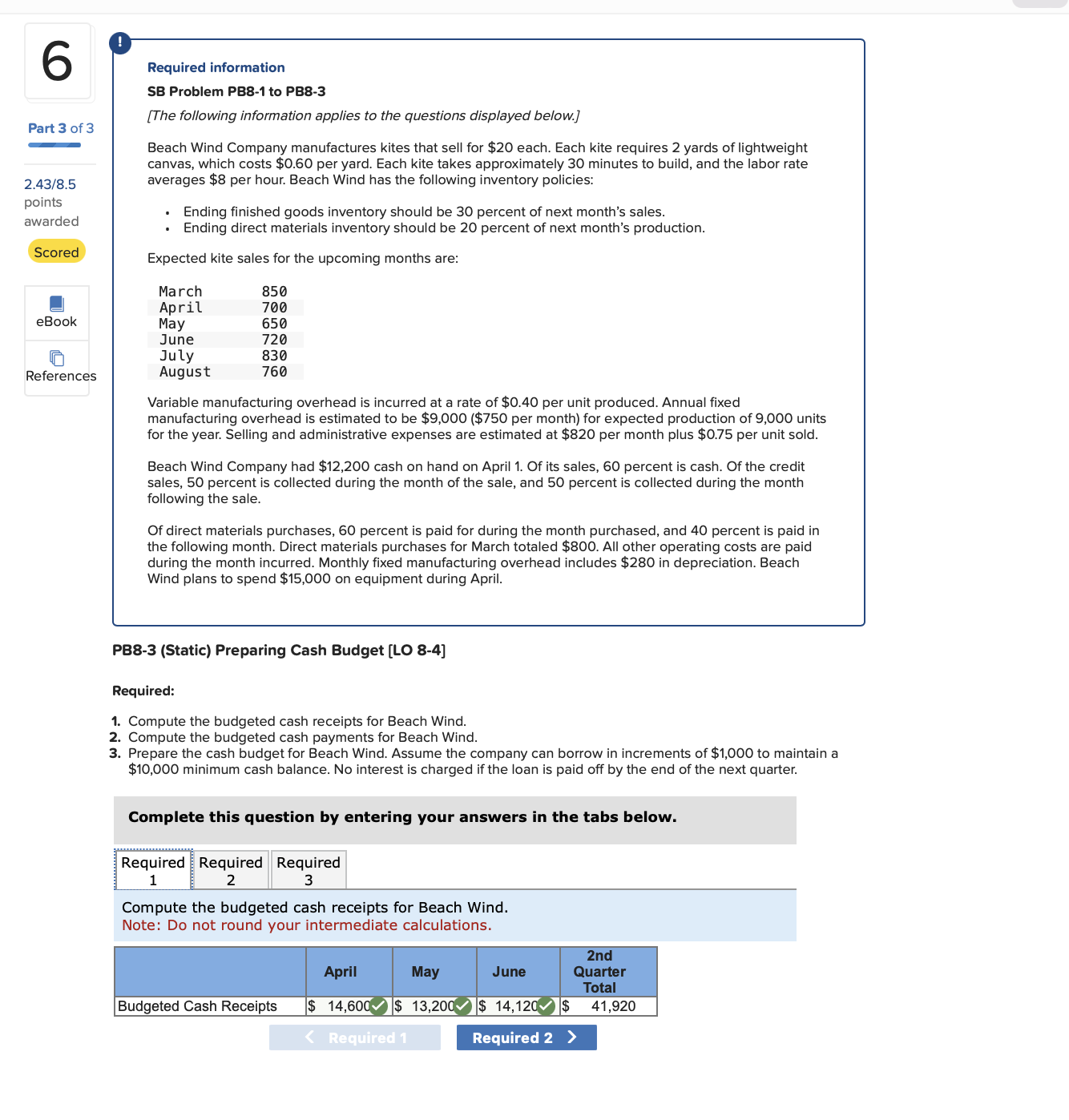 Solved Required information SB Problem PB8-1 to PB8-3 [The | Chegg.com