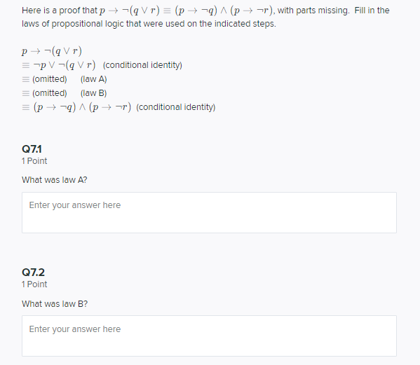 Solved Here is a proof that p + -(q V r) = (p +-9) (p + r), | Chegg.com