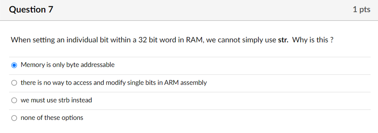 Solved Question 7When setting an individual bit within a 32 | Chegg.com
