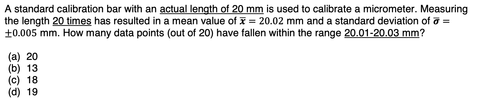 Solved A standard calibration bar with an actual length of | Chegg.com