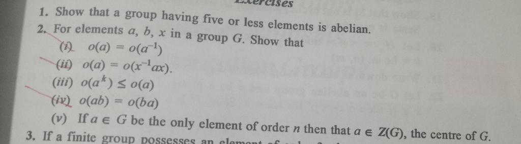 Solved 1. Show that a group having five or less elements is | Chegg.com