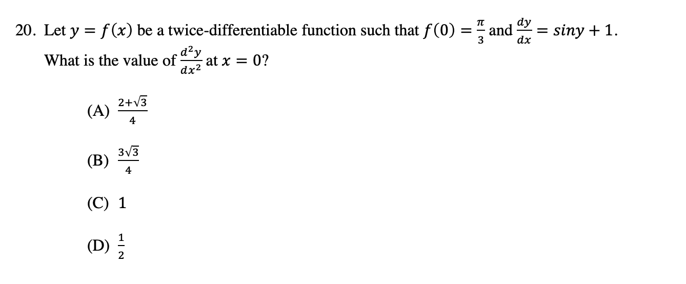 Solved 20 Let Y F X Be A Twice Differentiable Function