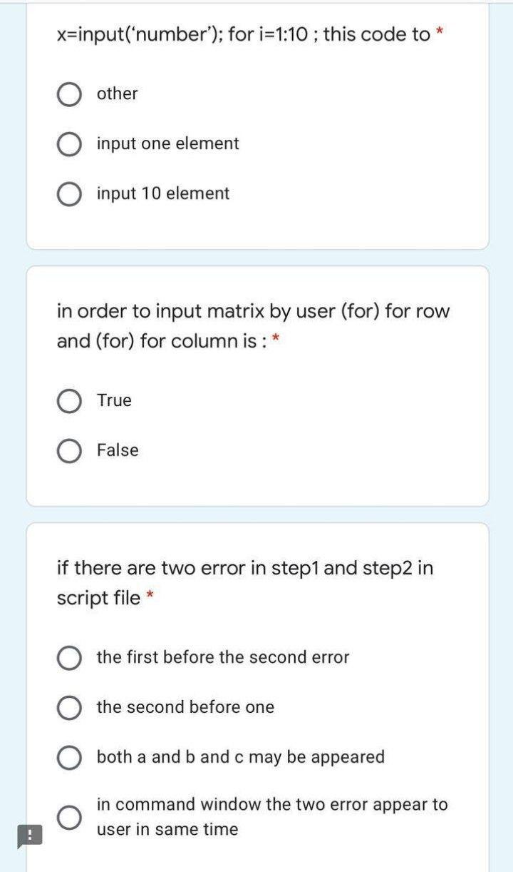 Solved x=input('number'); for i=1:10 ; this code to * other | Chegg.com