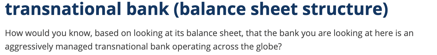 Solved transnational bank (balance sheet structure) How | Chegg.com