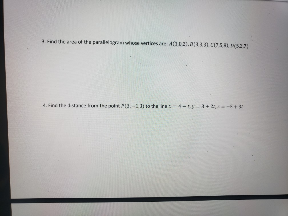 Solved 3 Find The Area Of The Parallelogram Whose Vertices
