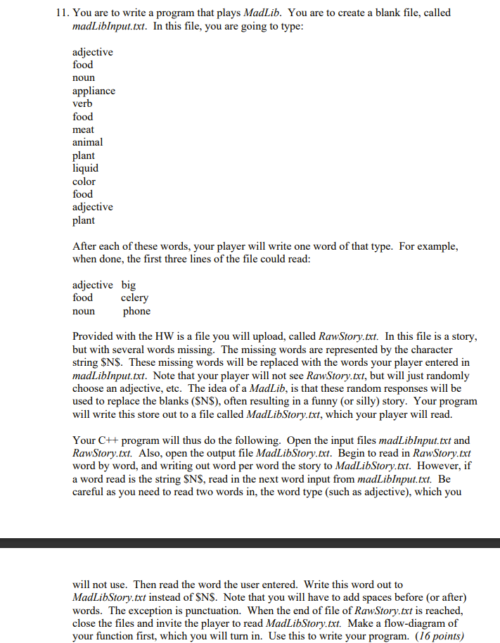 Solved 11 You Are To Write A Program That Plays Madlib You 